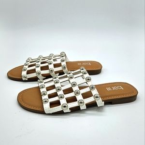 Bar III | Shoes | Nwot Bar Iii Pecanna Faux Leather Open Toe Flat ...